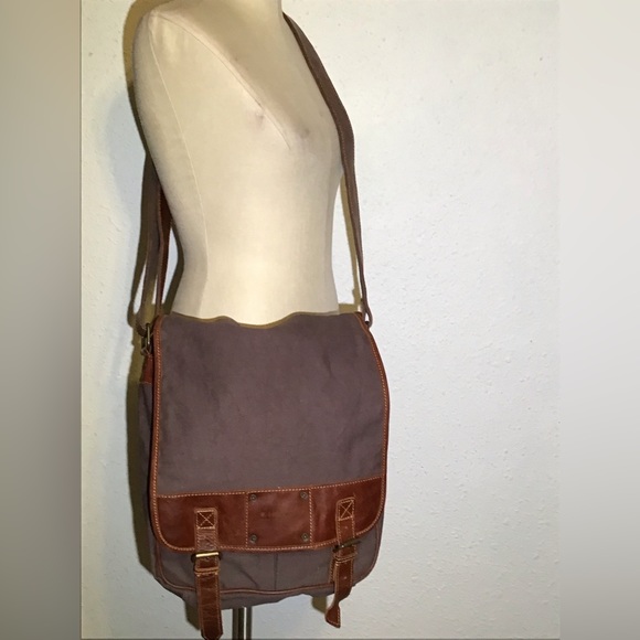 Fossil | Bags | Fossil Mens Leathercanvas Messenger Crossbody Bag ...